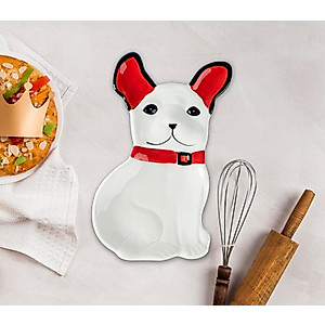 Dog Spoon Rest For Stove Top Spoon Holder For Kitchen Counter Puppy Cooking Spoon Rest White Ceramic Utensil Rest