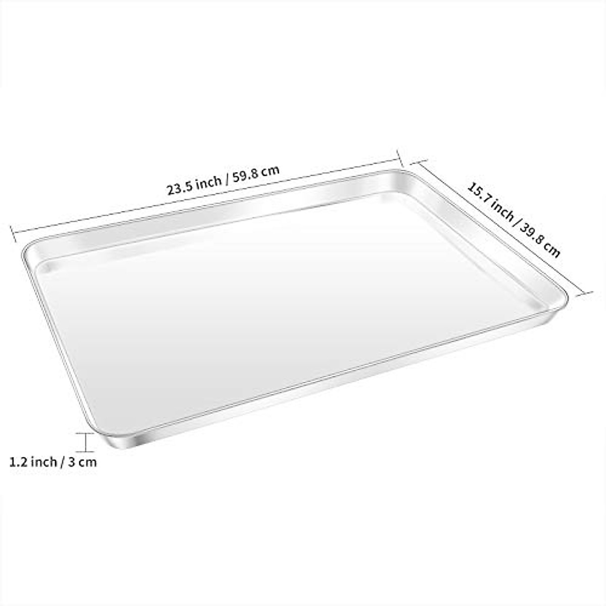Baking Sheet, Yododo Stainless Steel Baking Pans Tray Cookie Sheet Toaster Oven Tray Pan Cookie Pan, Non Toxic & Healthy, Superior Mirror Finish & Rust Free, Easy Clean & Dishwasher Safe - 23½ inch
