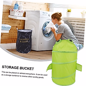 Up Garment Basket for Cartoon Collapsible Frog Hamper Bathroom Folding Animal Organizer Saving Behind Dirty Clothing to Pattern Large Fabric Storage Flat