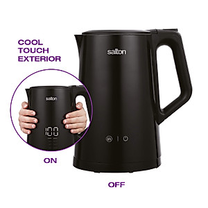 Salton JK1956 Cool Touch Digital Temperature Control, 1.5 L Electric Kettle, Black