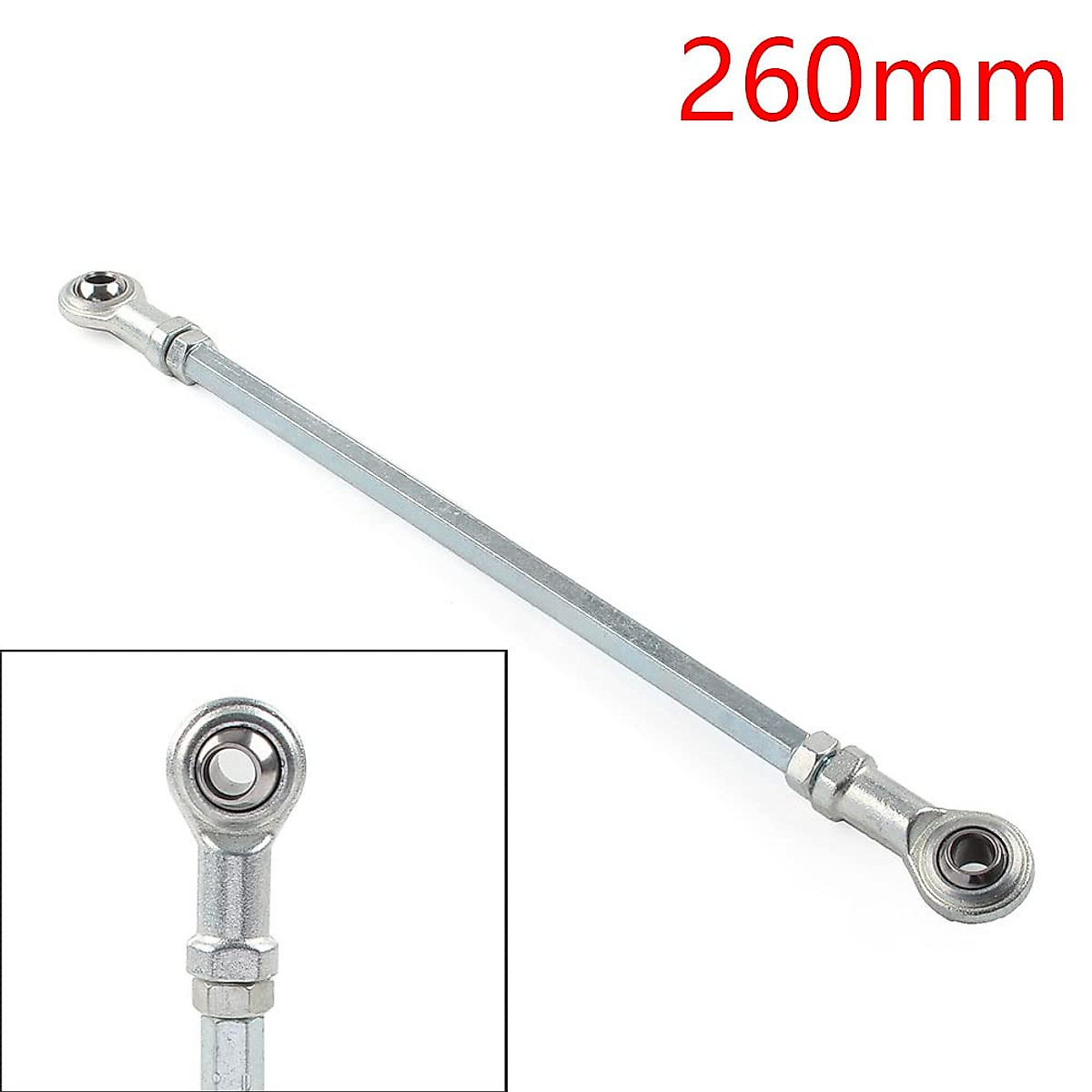 FSFY M8260mm Adjustable Steering Tie Rod kit Ball Joint Ball Joiner Bolt Tie for 49cc Electric ATV Go Kart Accessory Steering Column Steering Suspension Silver