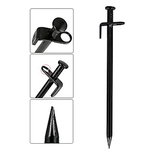 Tent Pile,Luminous Ring Storage Bag(8 Pieces) Sturdy Heavy Steel Tent Pile Ground Nail Metal Pile, Suitable for Outdoor Mountain Camping and Hiking (30cm)