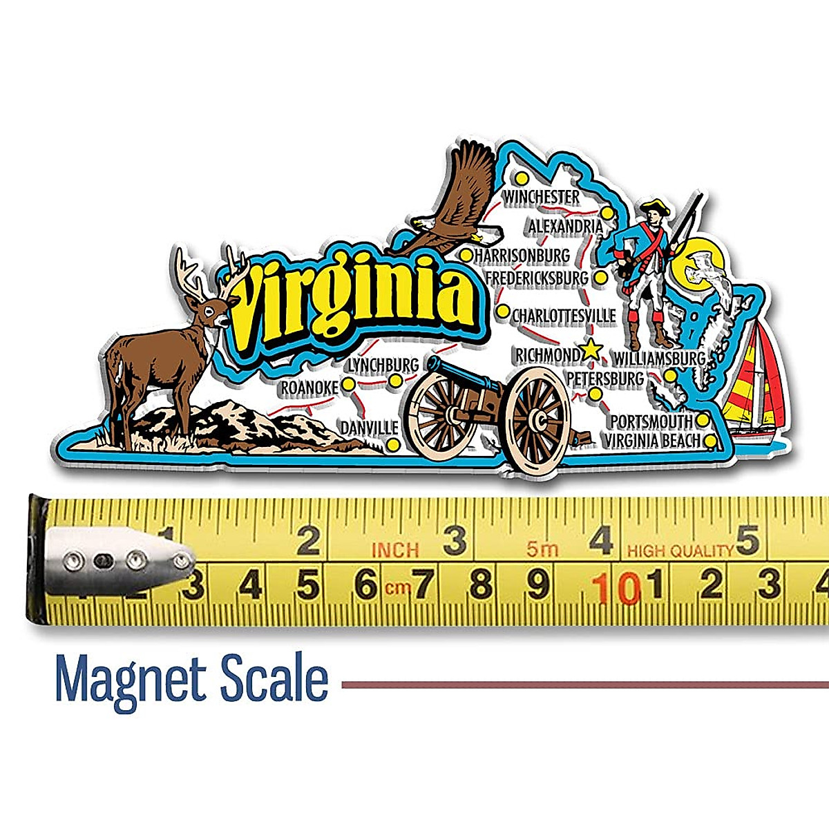 Virginia Jumbo State Magnet by Classic Magnets, 5.1" x 2.4", Collectible Souvenirs Made in The USA