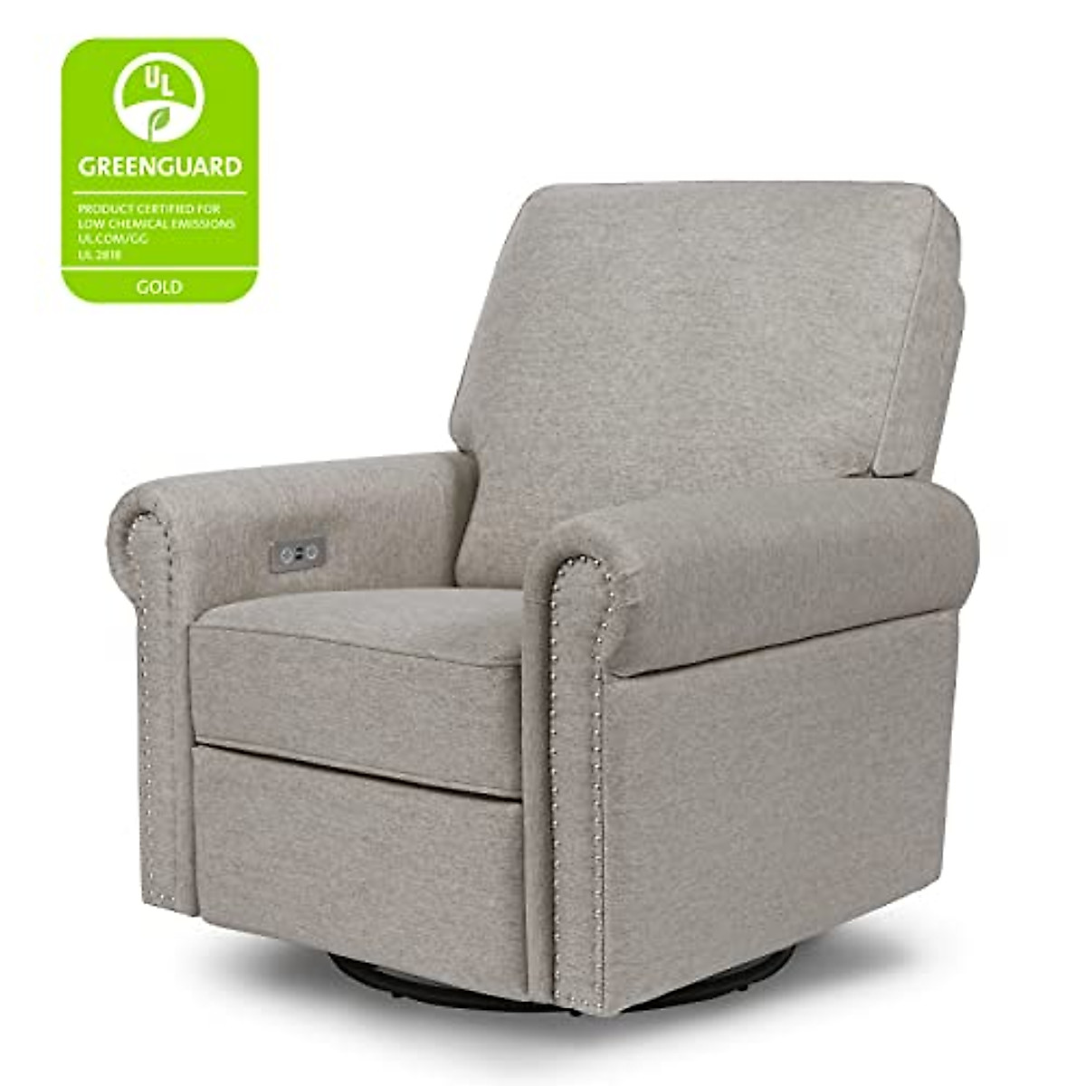Namesake Linden Electronic Recliner and Swivel Glider with USB Port in Performace Grey Eco-Weave, Water Repellent & Stain Resistant, Greenguard Gold & CertiPUR-US Certified