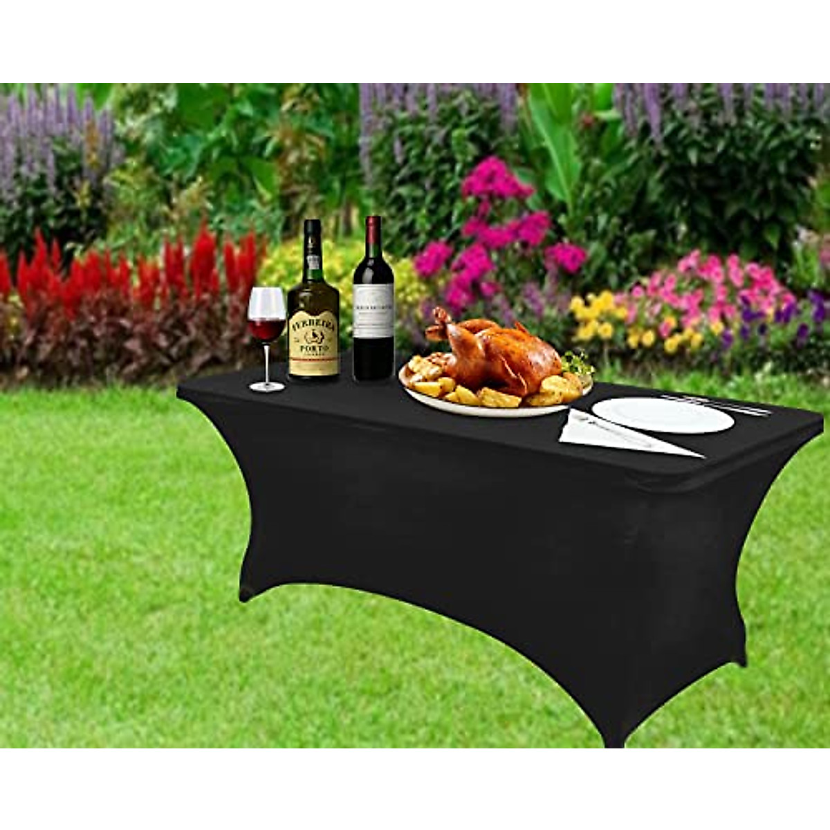 Bliss Casa - 2 Pack, 6FT Stretchable Table Covers - Tight Fit Washable and Wrinkle Resistant Spandex Tablecloths, Ideal for Both Indoor and Outdoor Events and Parties
