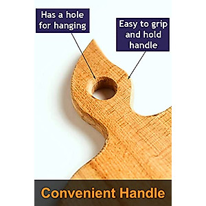 ECOSALL Apple-shaped Solid Wood Cutting Board With Handle For Fruit and Veggies – Small Wooden Bread Board, Cheese Serving Platter, Round Charcuterie Board – 100% Natural, Reversible, Presentable