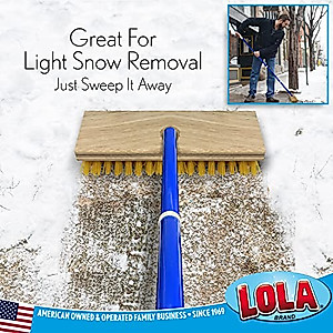 Lola Products Deck Scrub Brush with 48" Long Handle and 9" x 3.5" Scrubber, It's Very Durable Poly Fiber Scrubber Bristles Remove Dirt & Grime on patios, Decks, Asphalt, Tile, Cement- Wet or Dry