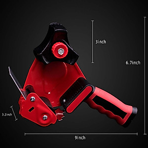 QILIMA Packing Tape Dispenser Gun 2" Light Seal Packing for Use Tape Dispenser Gun for Shipping, Moving, Carton and Box Sealing-Red
