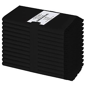 Cotton Clinic Cloth Dinner Napkins Fringes – Perfect Everyday Use Table Napkins – Soft Durable Washable – Ideal for Party Wedding Christmas Easter – Set of 12-20x20 inches Black Napkins