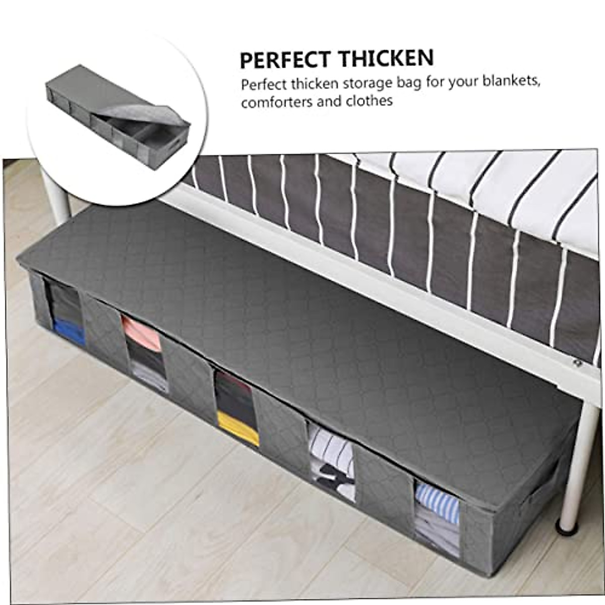 STOBAZA 1pc box Container Bed Bins Storage Quilt Dividers Capacity Clothes Gray Under Bags Non-woven Zipper and Shoe Divider Cloth for with Toys Clothing Practical Case