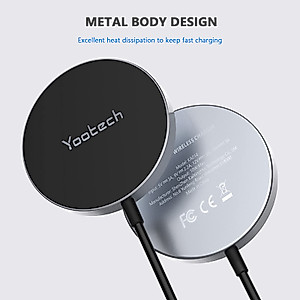 Yootech Magnetic Wireless Charger, Compatible with MagSafe Charger, 5ft Cable Metal Fast Wireless Charging Pad with USB-C 20W PD Adapter Compatible with iPhone 14/13/13 Pro Max/13 Mini/12,AirPods Pro