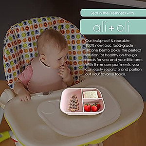 Ali+Oli Leak Proof Bento Box (Coconut) Food-Grade Silicone Bento Box, BPA, Phthalate, Lead, & PVC Free - Bento Lunch Box for Kids and Adults - Leak Resistant Sets With Lids Container