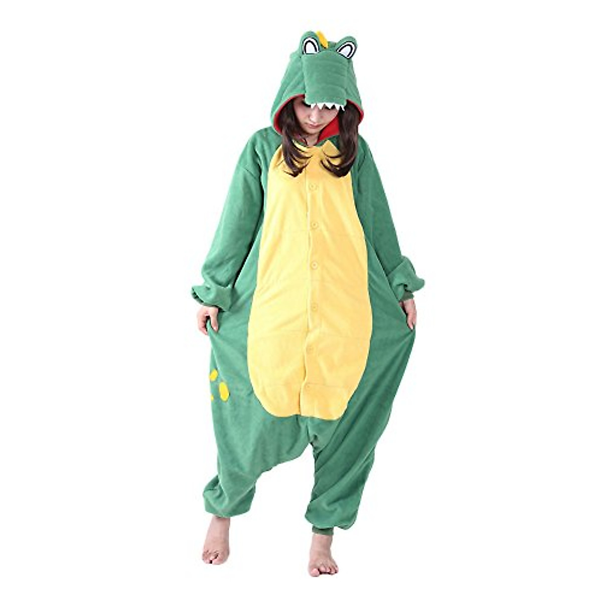 luyao188 Women's Green Crocodile Onesie Adult Pajamas Cosplay Costume Dinosaur