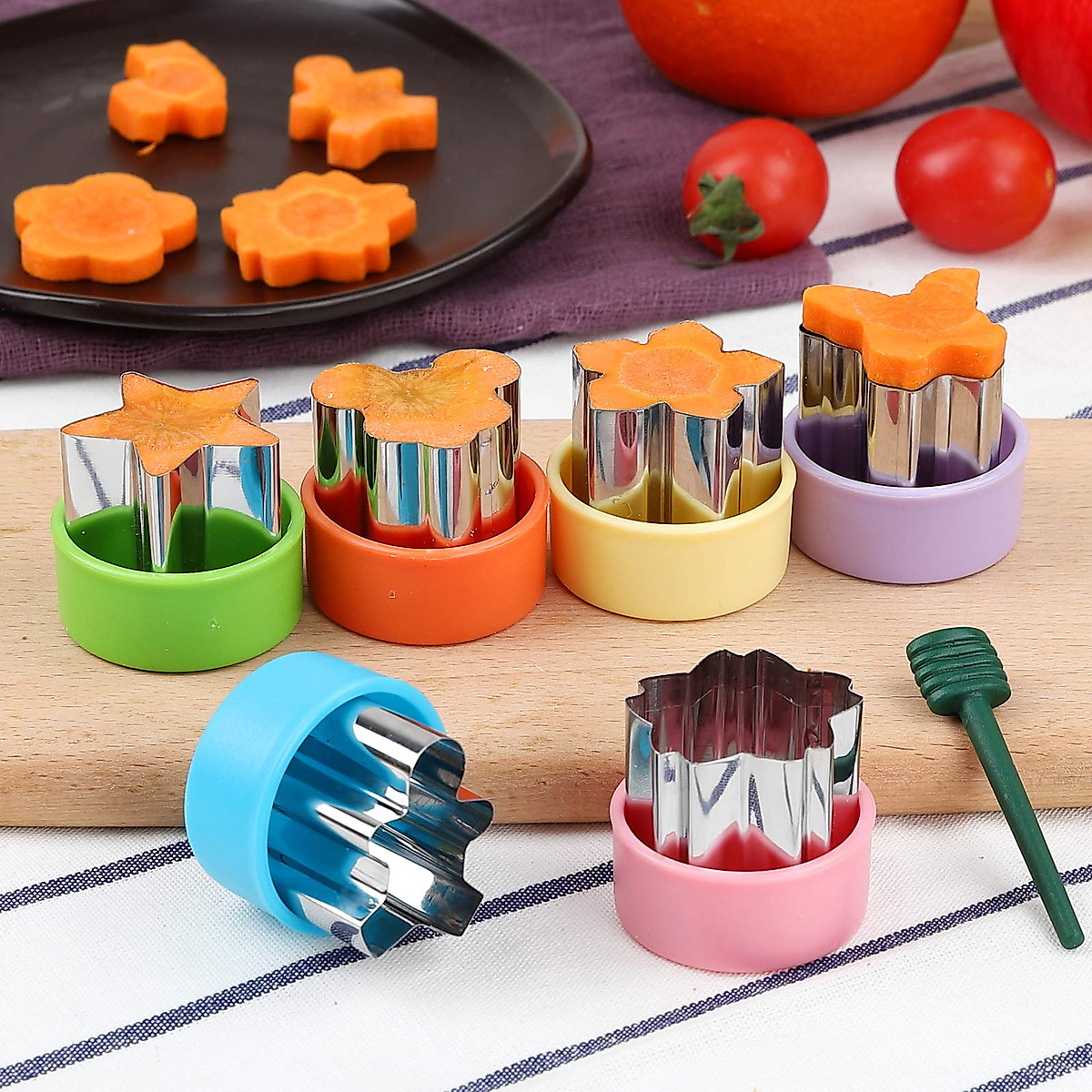 FIRETREESILVERFLOWER 1.5in Vegetable Cutter Shape Set-12PCS Mini Cookie Cutters Fruit Biscuit Pastry Mold Children's Baking and Food Supplement Tool Accessories.(20 Forks)