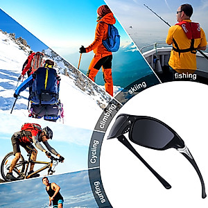 Cindeer 8 Pairs Polarized Sunglasses for Men and Women Sun Glasses with UV Protection Sport Sunglasses for Outdoor Activities (Black)