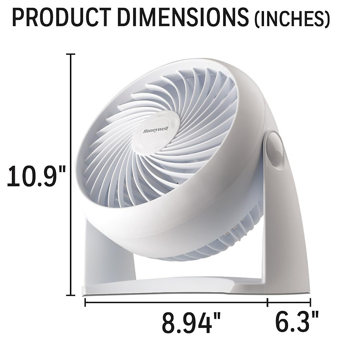 Honeywell HT-904 TurboForce Tabletop Air Circulator Fan, Small, White – Quiet Personal Fan for Home or Office, 3 Speeds and 90 Degree Pivoting Head
