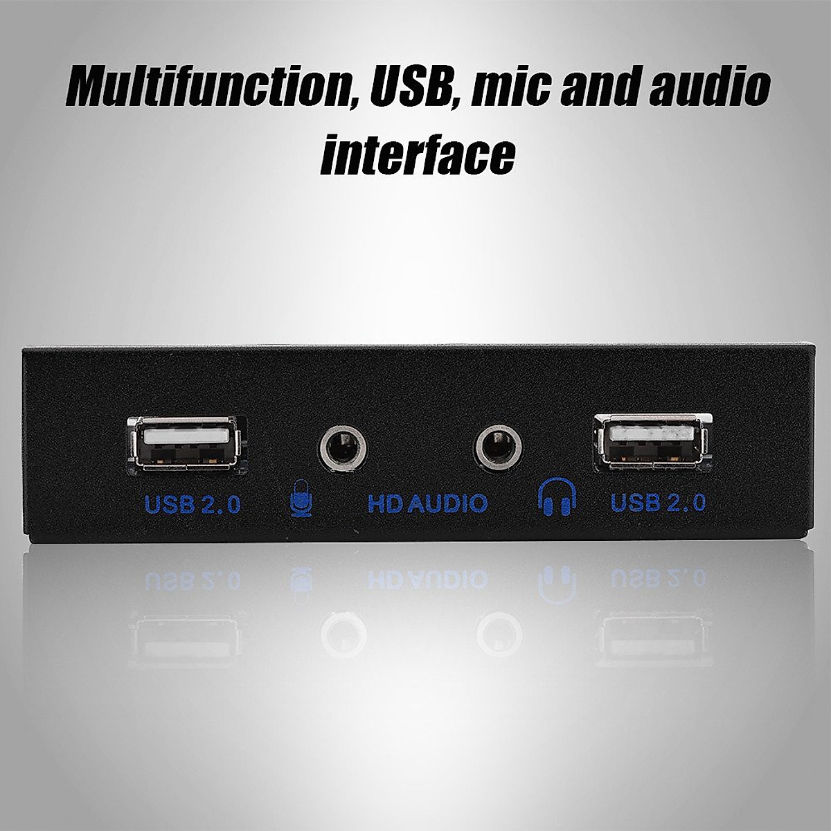 GOWENIC Front Panel USB Hub 3.5 Inches Floppy Front Panel 2 Port USB 2.0 with HD Audio Mic Output Port for Desktop（with 9Pin Cable）