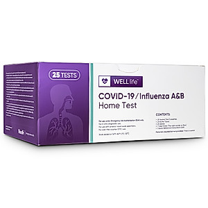 WELLlife COVID-19/Influenza A&B Home Test, Self Test for Flu A/B and COVID-19, Results in 10 Minutes with Non-invasive Nasal Swab, FDA EUA Authorized -[25 Tests]