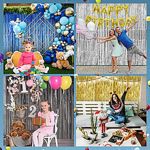 AIBIIN 3 Pack Gold Foil Fringe Curtains - 3.3x6.6ft Gold Streamers Backdrop Curtains for Party Decorations, Graduation, Wedding, Birthday, Bachelorette, New Year, Photo Shoot Props