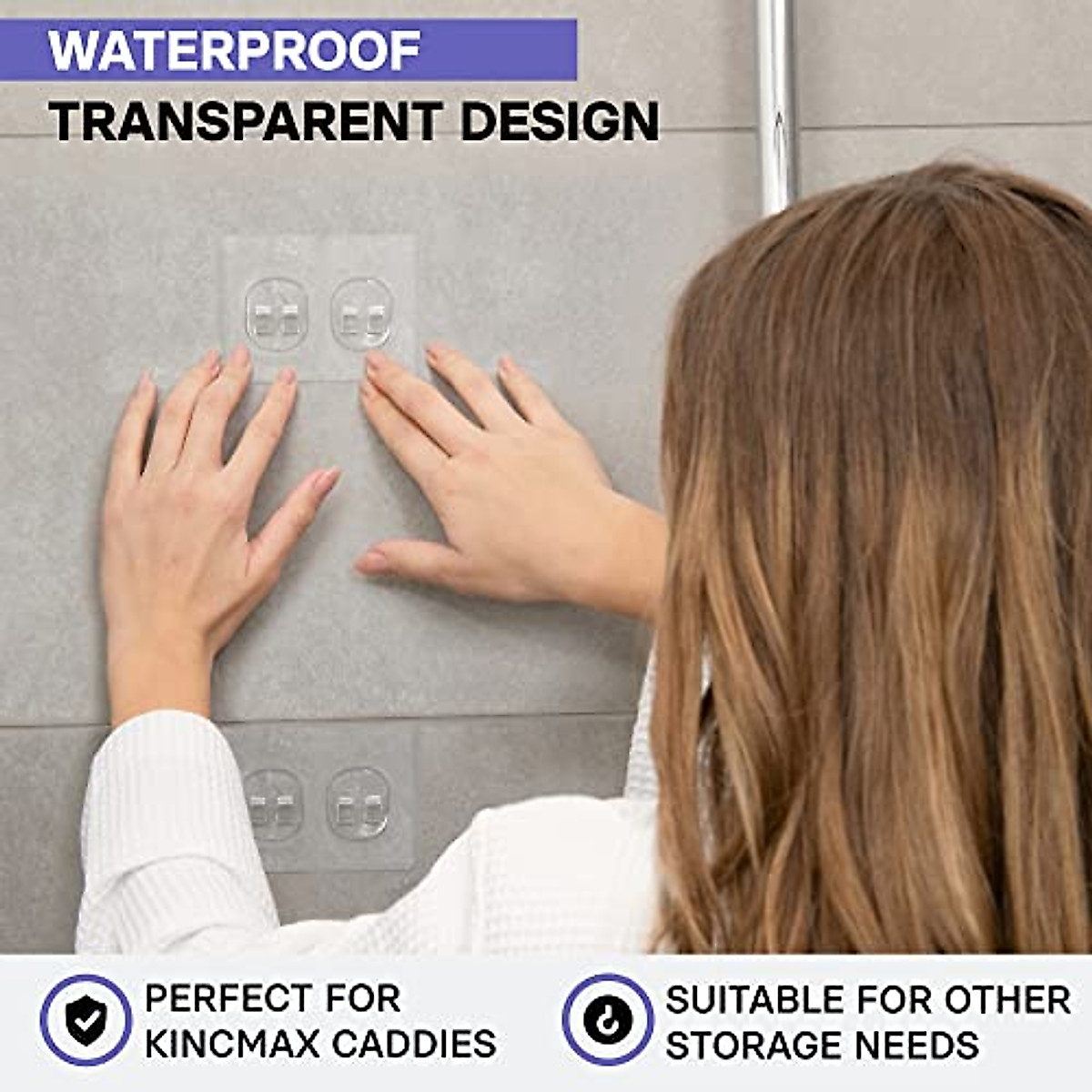 KINCMAX 2 Packs Strong Sticky Waterproof Heavy-Duty Sponge Holder Adhesives Nail Free Transparent Adhesive Pads for Kitchen Sink Organizers, Sink Brush Holder, Soap Dishes