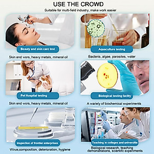 Binocular Compound Microscope 40X-2000X, Research Grade Professional Microscope with Dual Mechanical Stages and Coaxial Coarse/Fine Focus Knobs, Built-in Electronic Eyepieces, Adult Microscope