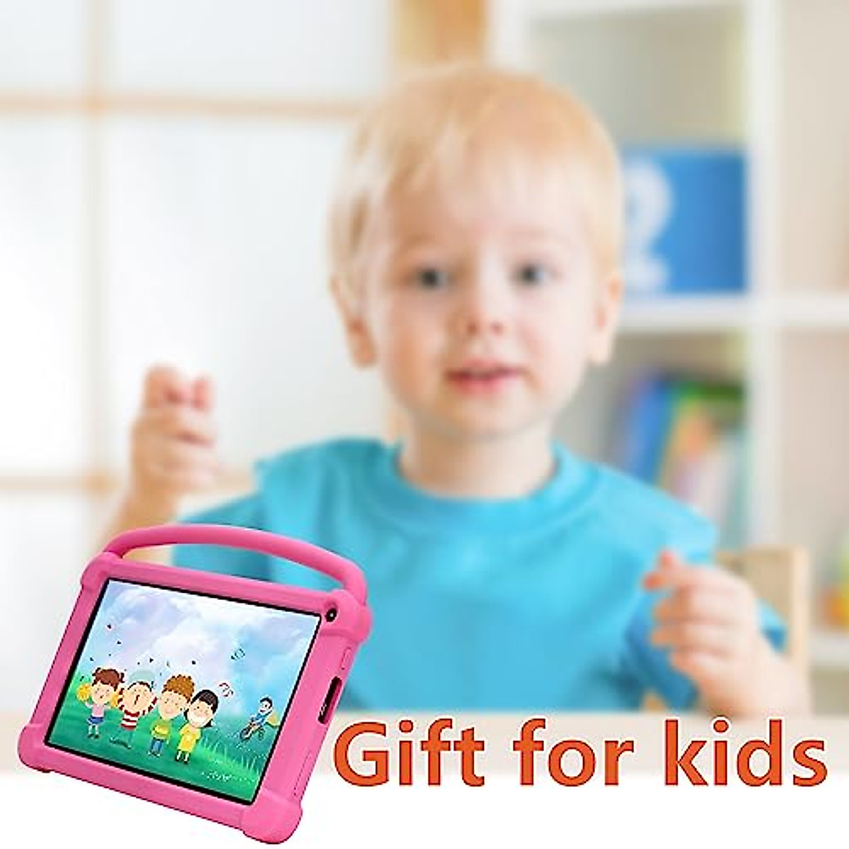 Kids Tablet 7 inch, Android Tablet for Kids, 16GB ROM, Support 128GB Expand, with Parental Control, Google Certified Toddler Tablet, WiFi, Bluetooth, Dual Camera Tablet with Silicone Case
