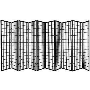 SQUARE FURNITURE Panel Shoji Screen Room Divider 3-10 Panel (10 Panel, Black, White, Cherry, Natural)