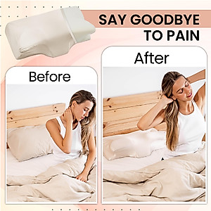 Noum Cervical Neck Pillow | Pillow for Back & Side Sleepers | Pillow for Neck & Shoulder Pain, Reduced Snoring, Facial Symmetry | Contour Orthopedic Ergonomic Memory Foam w/Satin Pillowcase