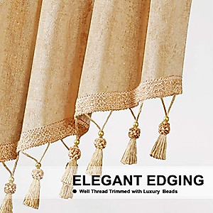 Double-Sided Chenille Window Curtains Tier for Kitchen Gold Ascot Valance for Living Room,Rod Pocket (52" W x 18" L,1 Panel)