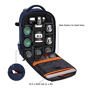MOSISO Camera Backpack,DSLR/SLR/Mirrorless Photography Backpack Buffer Padded Shockproof Camera Bag with Customized Modular Inserts&Tripod Holder Compatible with Canon,Nikon,Sony etc, Navy Blue