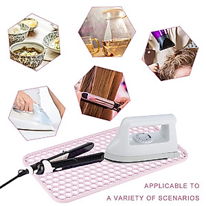 Large Heat Resistant Mat for Hair Styling Tools, Silicone Heat Pad for Curling Iron, Portable Travel Flat Iron Mat for Hair Straightener, Curler Wand, Hot Waver (Pink)