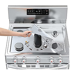 Gas Stove Burner Covers 2 Pack- XZSUN 0.2mm Double Thickness Reusable Gas Range Protectors For Samsung 30 inch Gas Stove (2 Pack，sliver-Samsung gas stove)