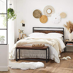 VASAGLE Full Size Metal Bed Frame with Headboard, No Box Spring Needed Platform Bed, Under-Bed Storage, Industrial Style, Rustic Brown and Black URMB912B01