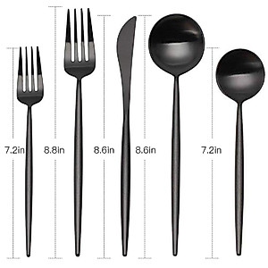 Matte Black Silverware Set, sharecook 20-Piece Stainless Steel Satin Finish Flatware Set Service for 4, Kitchen Utensil Set, Tableware Cutlery Set for Home and Restaurant