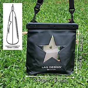 LAQ DESiGN STAYDRY Double Sided Perspective Waterproof Dry Bag with Adjustable strap for Swimming, Boating, Traveling, Snorkeling, Kayaking, Fishing, Diving, Hiking, Camping-Star (Green)