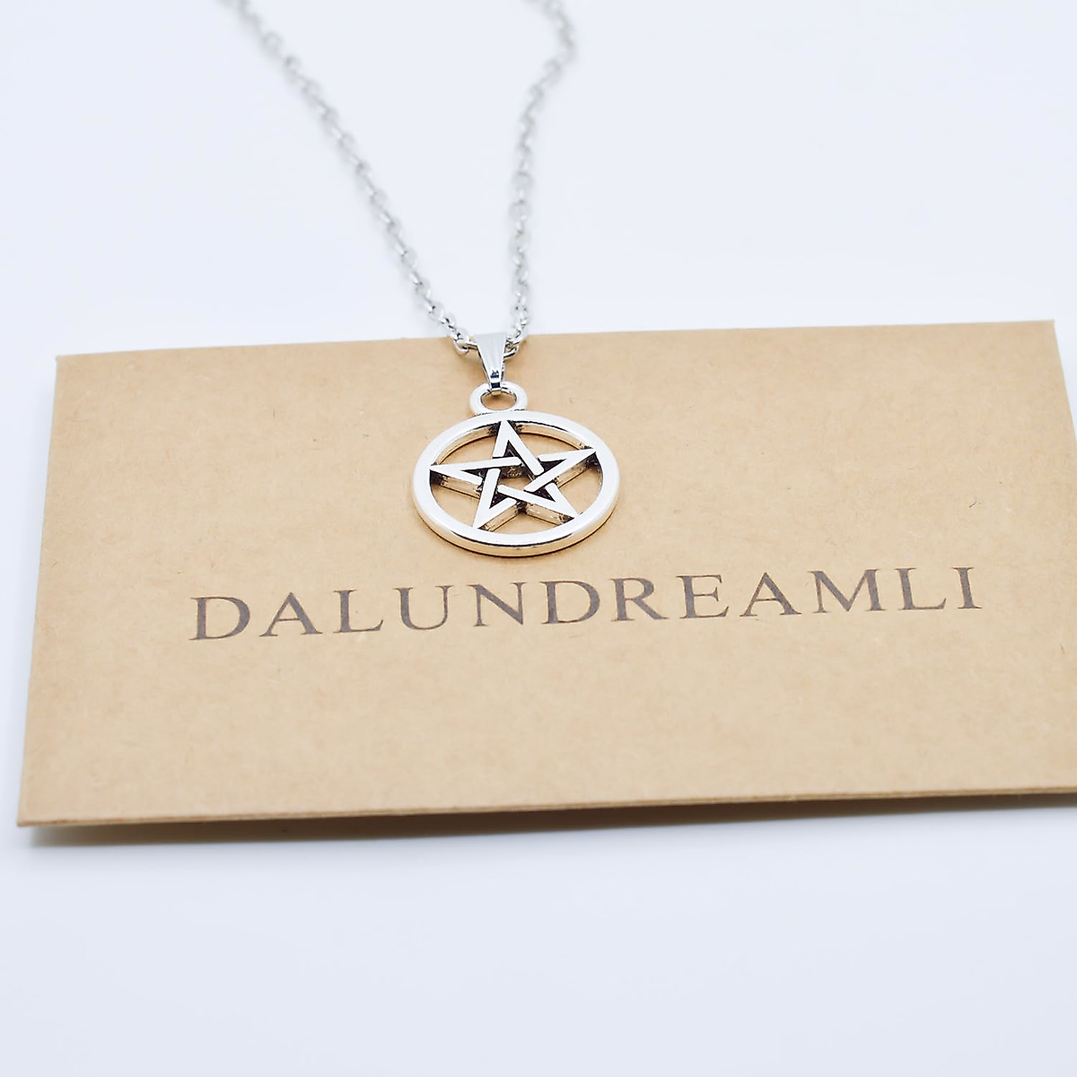 DALUNDREAMLI Gothic Pentacle Necklace - Handmade Charm Pendant for Women - Unique Pagan Jewelry with Stainless Steel Chain - Perfect Wiccan Gift