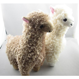 MEKBOK 2pcs Cute Alpaca Plush Toy Camel Cream Llama Stuffed Animal Kids Doll 9inch/23cm Height