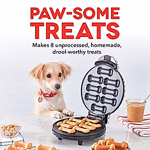 DASH Dog Treat Maker, 8-Bones, Non-Stick, Homemade Dog Snacks with Pet Approved Recipes - White