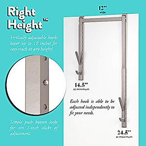 Richards Homewares Over The Door Hanger, 2 Organizer Rack, Adjustable Height Hooks for Coat, Hat, Scarf, Bag, Accessory-Nickel (120401A)