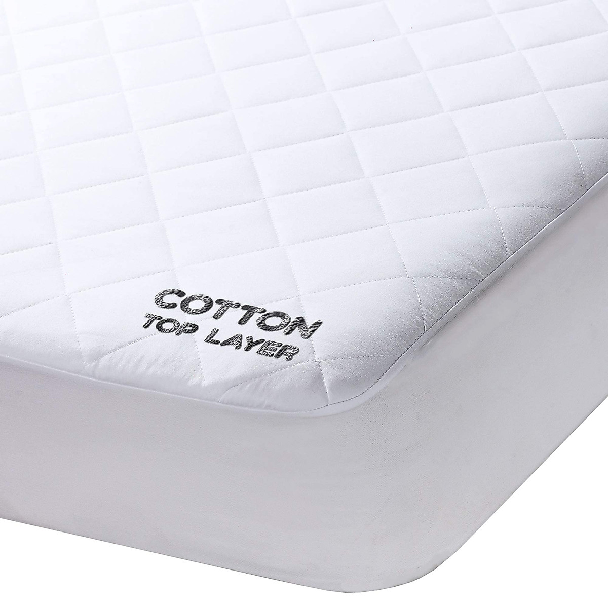 Full Mattress Pad Cotton Cover Size 54x75 inches Stretches to 16 Deep - Fitted Quilted Sheet for Full Bed , Cotton Cover