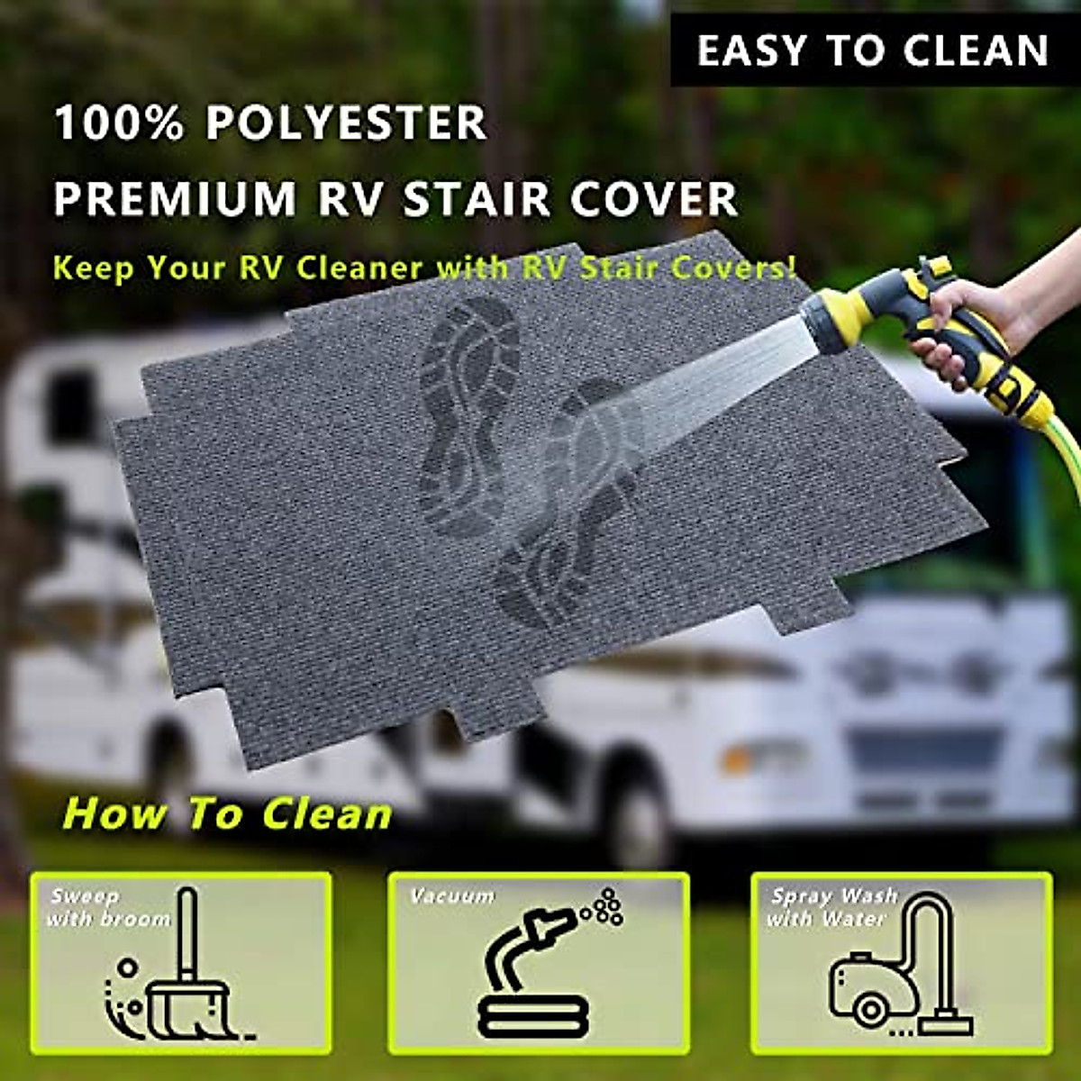 Homeon Wheels Aluminum Larger RV Step Stool, Adjustable Height Aluminum Folding Platform Step with Non-Slip Rubber Feet RV Step Supports Up to 1500lbs