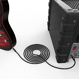 HOSONGIN 1/4 Inch Guitar Instrument Cable 15ft 2-Pack [Nylon Braided Shielded], 1/4 Inch to 1/4 inch TS Male to Male Plug Mono Audio Cord, Quarter Inch 6.35mm Unbalanced Interconnect Line - 15 feet