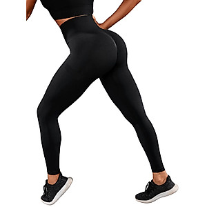 SHENHE Women's Seamless High Waisted Leggings Tummy Control Workout Yoga Pants Seamless Black L