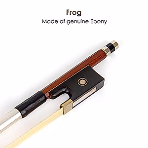 AMZZ Superior Brazilwood Violin Bow 4/4 for Intermediate and Advance Students, Well Balanced Handmade Bow with Ebony Frog and White Horse Hair.