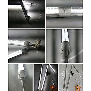 JOMITOP 6FT Integrated Led Light 56W (120W Equivalent), V-Shape Shop Light Fixture, Plug and Play, Clear Cover, Cold White 6000K, AC85-265V - Pack of 25 Units