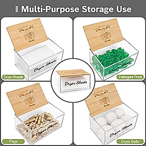 AIMerss Acrylic Dryer Sheet Dispenser with Bamboo Lid, Clear Dryer Sheet Holder for Laundry Room Decor Storage Containers, Modern Farmhouse Dryer Sheet Container Box for Fabric Softener Sheets