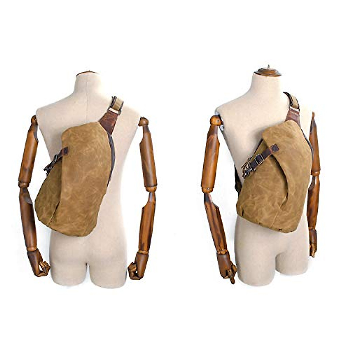 Lmagice Men's Sling Backpack Waxed Canvas Crossbody Bag Casual Daypacks, One Size