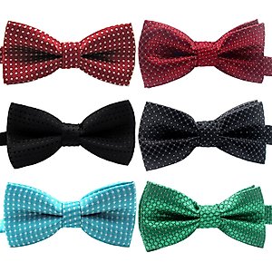 YOY Handcrafted Adorable Pet Bow Ties - 6-Pack Adjustable Neck Tie 10"-17" Polka Dots Bowties Dog Collar Neckties Kitty Puppy Grooming Accessories for Doggy Cat, 6 Colors