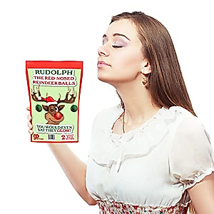 Rudolph Reindeer Balls Bath Bombs - Red Bath Bombs for Women - Adult Christmas Gag Gifts - Funny Reindeer Gifts - Black Cherry Scent