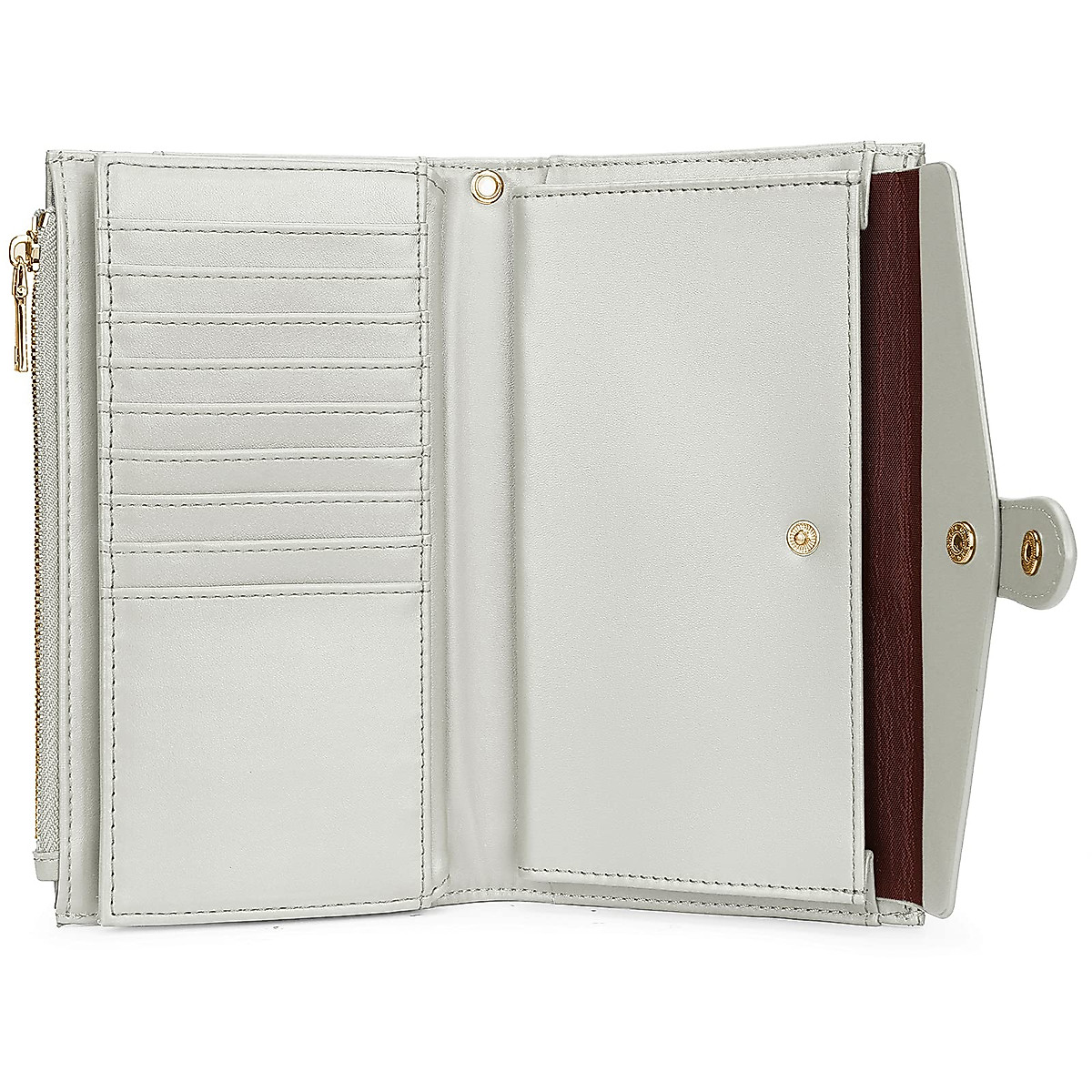 YALUXE Leather Wallets for Women Double Zipper Pockets Phone Holder 22 Card Slots Organizer Billfold with ID Window